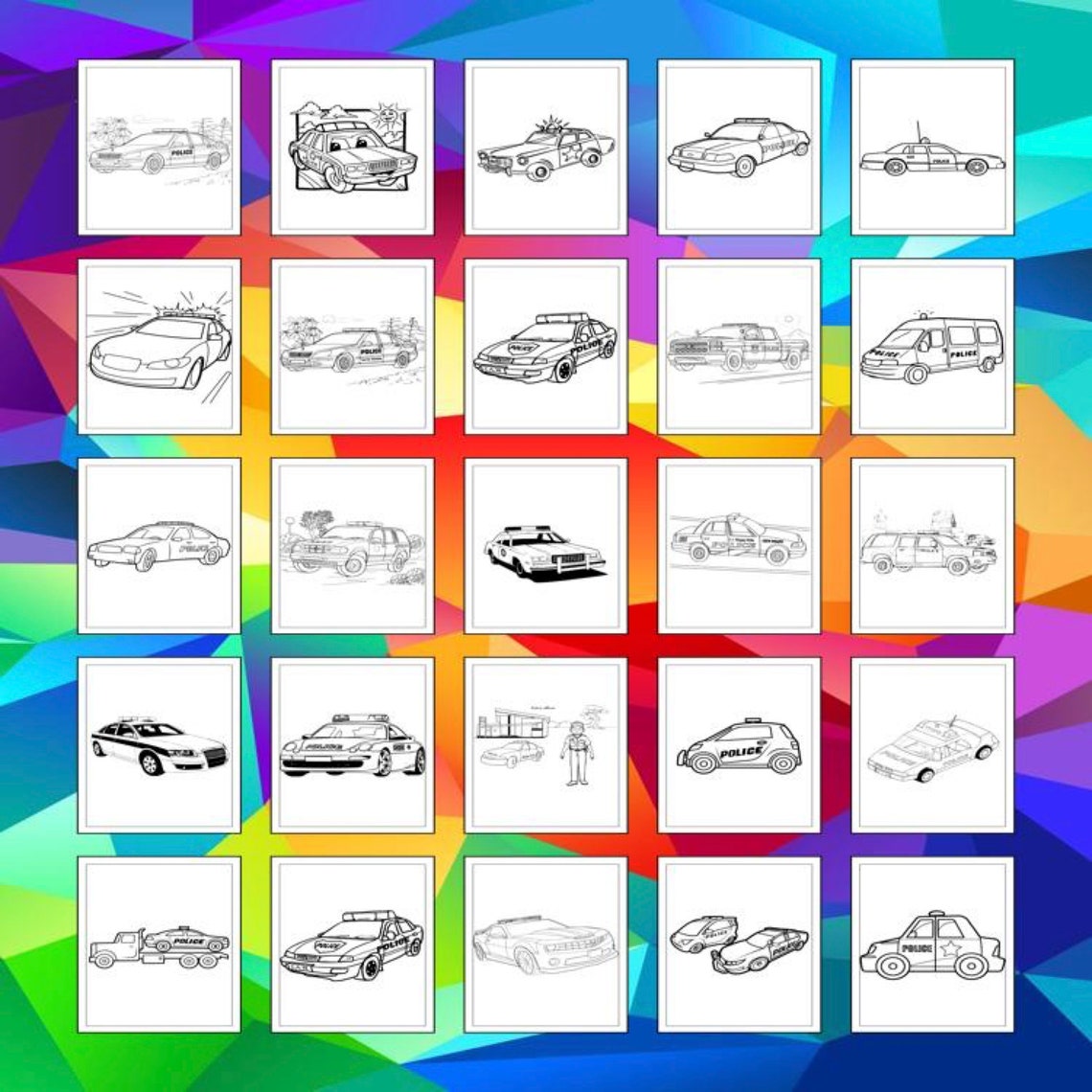 Printable Police Car Coloring Pages for Kids and Adults | 30 Pages ...