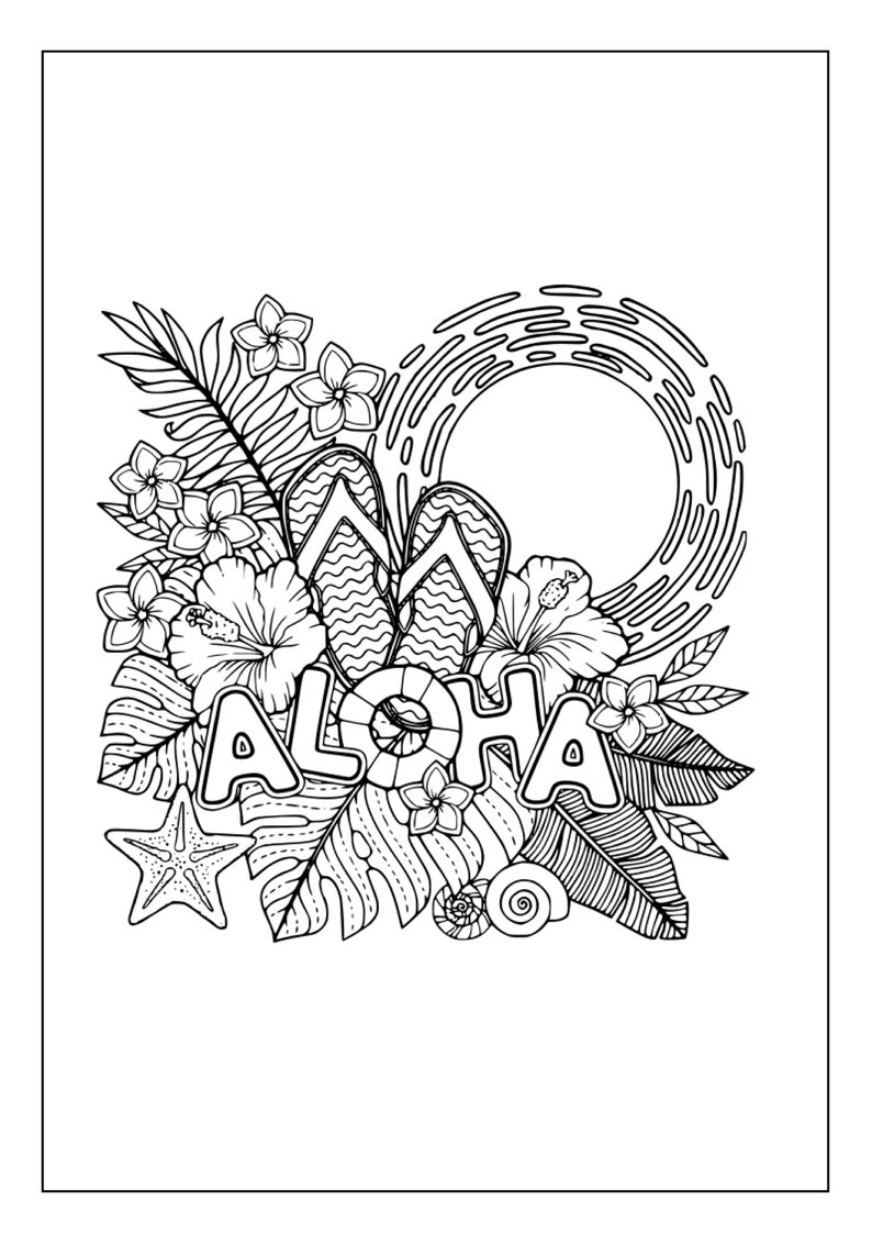 Printable Hawaii Coloring Pages for Kids & Adults | 65 Pages | Instant ...