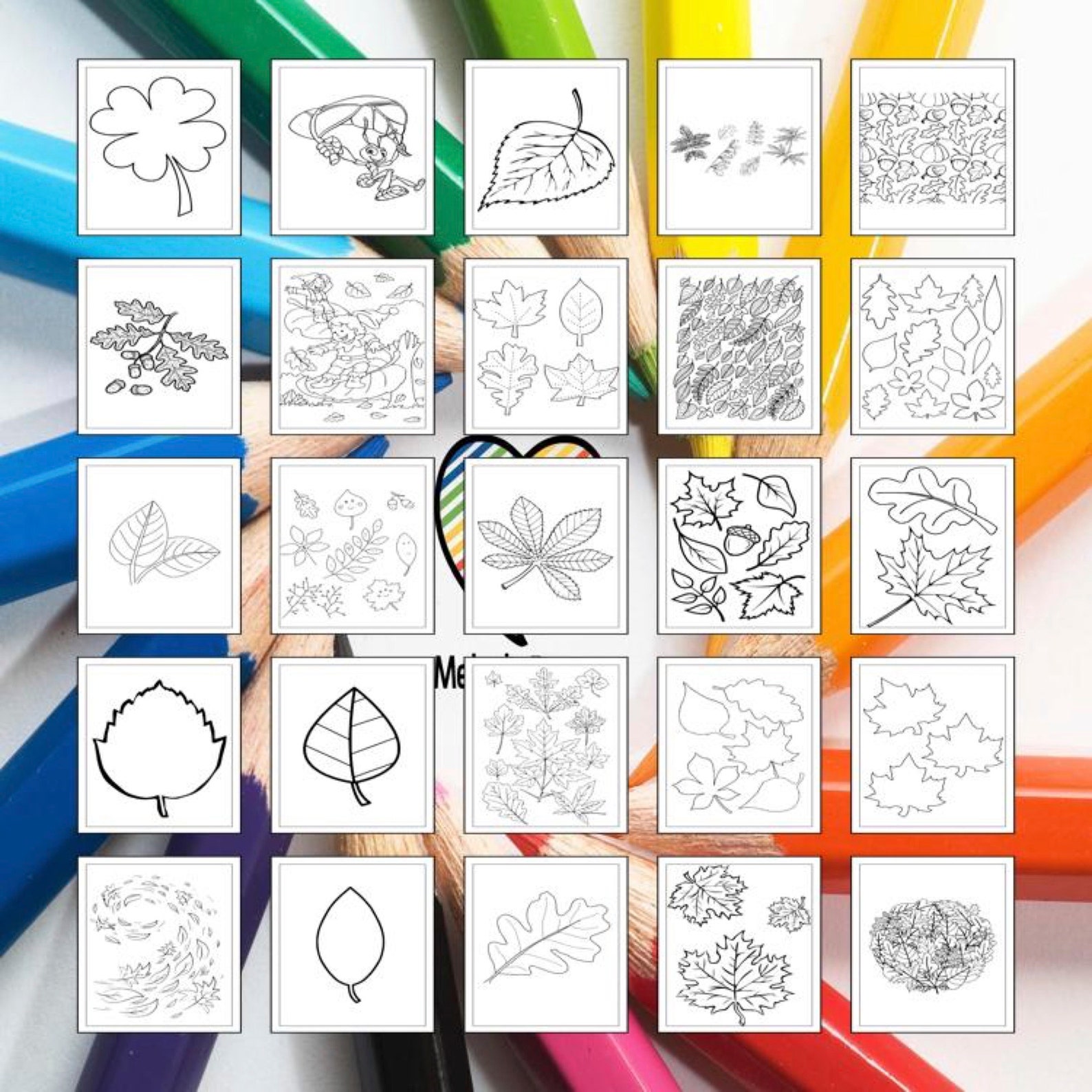 Printable Leaves Coloring Pages for Kids & Adults 80 Pages Digital ...