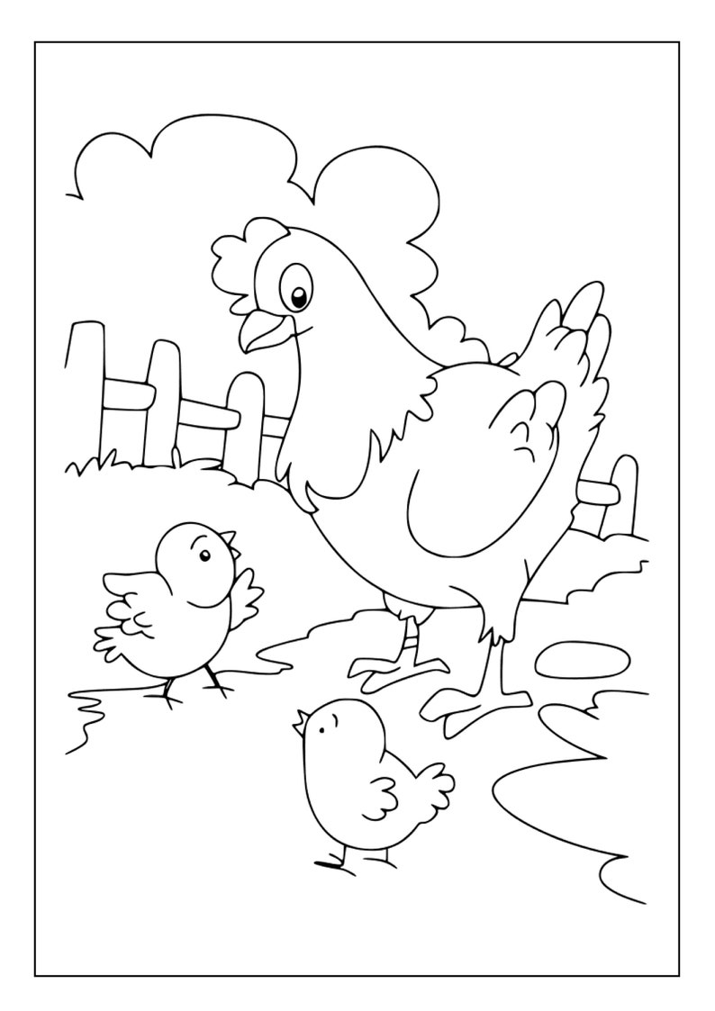 Printable Chicken Coloring Pages for Kids & Adults 35 Pages Instant ...