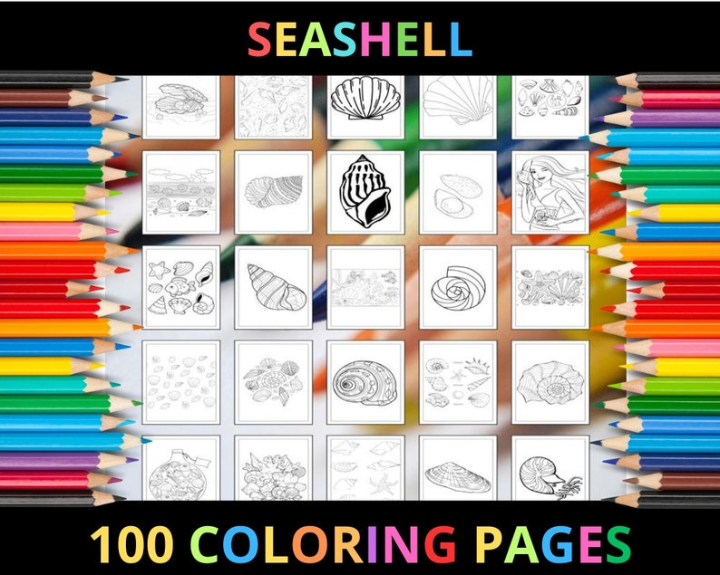 Printable Seashell Coloring Pages for Kids and Adults | 100 Pages ...