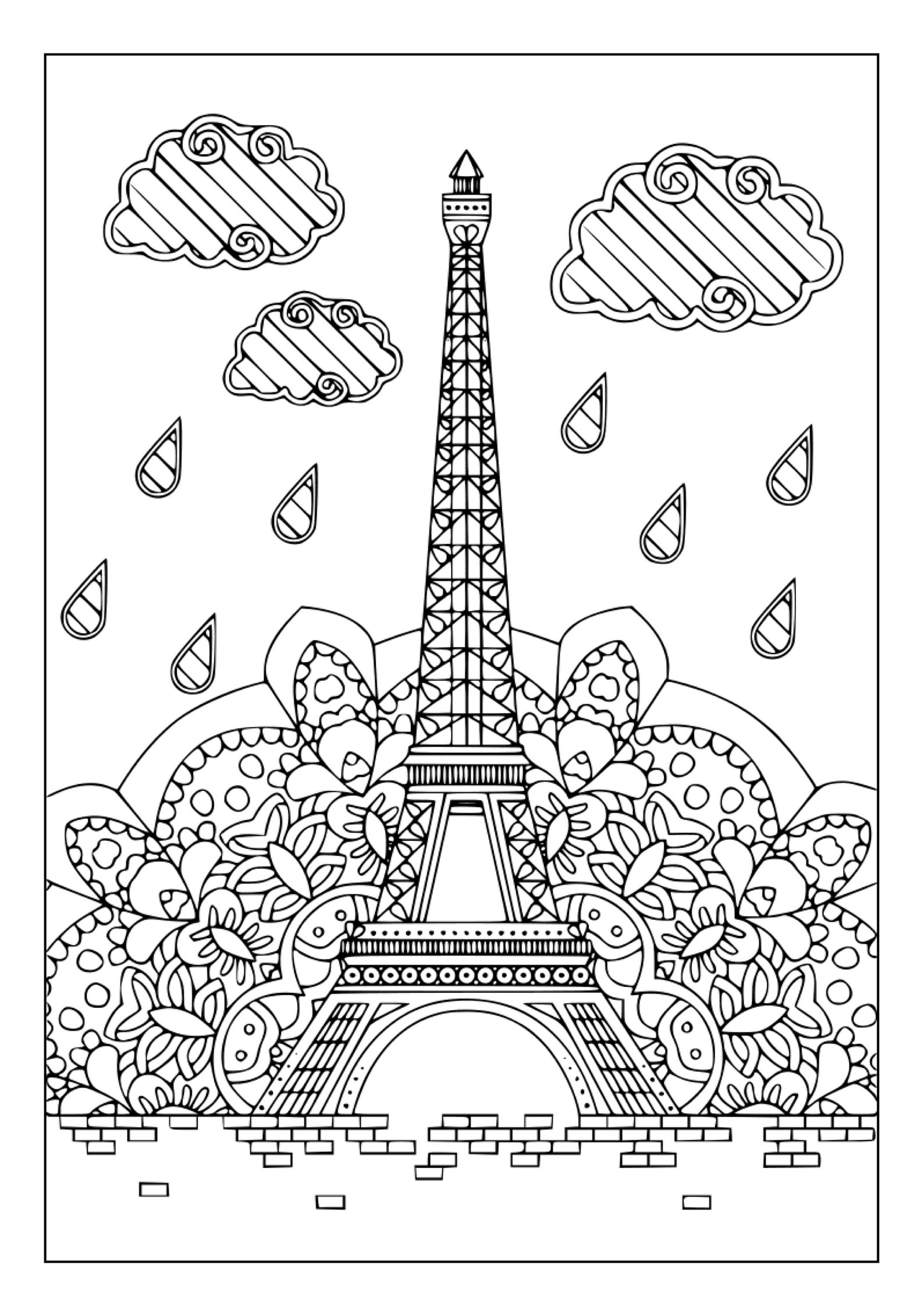 Printable Eiffel Tower Coloring Pages for Kids and Adults | 60 Pages ...