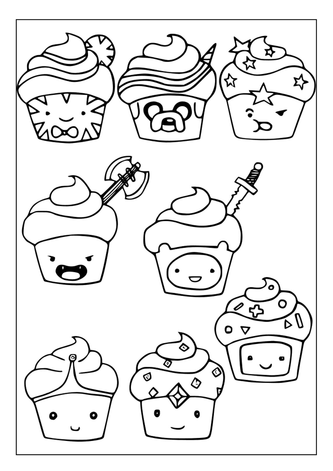 Printable Cupcake Coloring Pages for Kids and Adults 50 Pages Instant ...