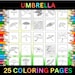 Printable Umbrella Coloring Pages for Kids & Adults 25 Pages Instant ...