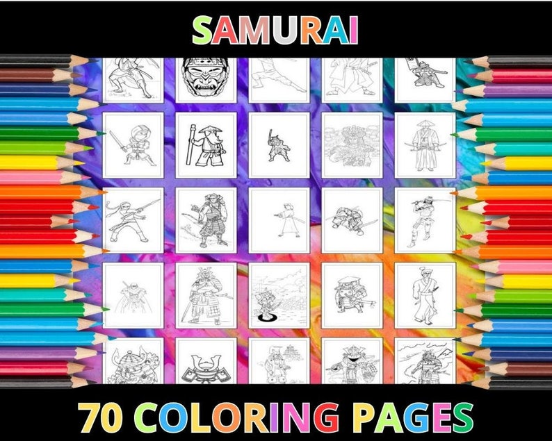 Printable Samurai Coloring Pages for Kids and Adults 70 - Etsy