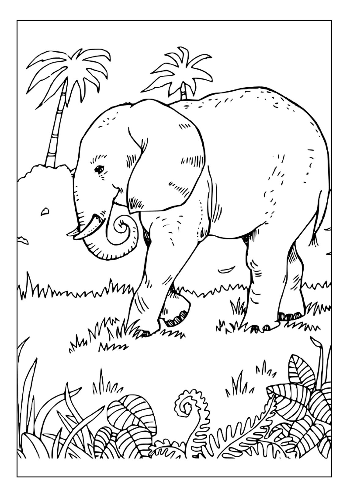 Printable Elephant Coloring Pages for Kids and Adults 100 Pages Instant ...