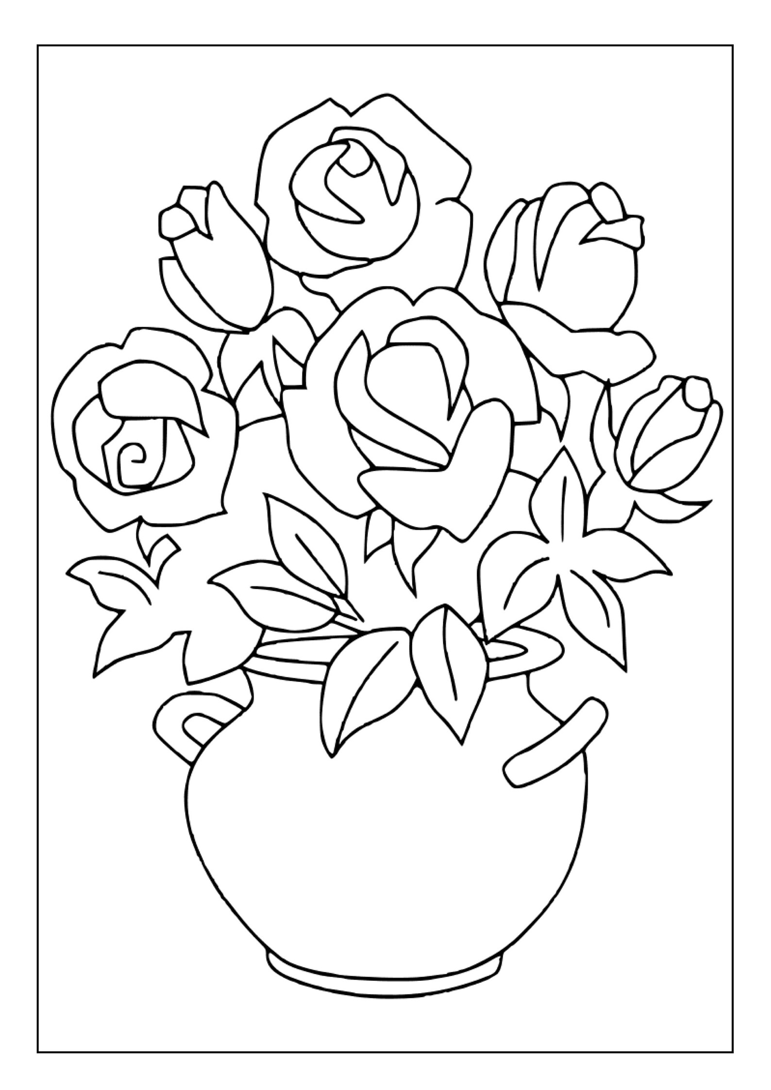 Printable Flowers in A Vase Coloring Pages for Kids & Adults |30 Pages ...