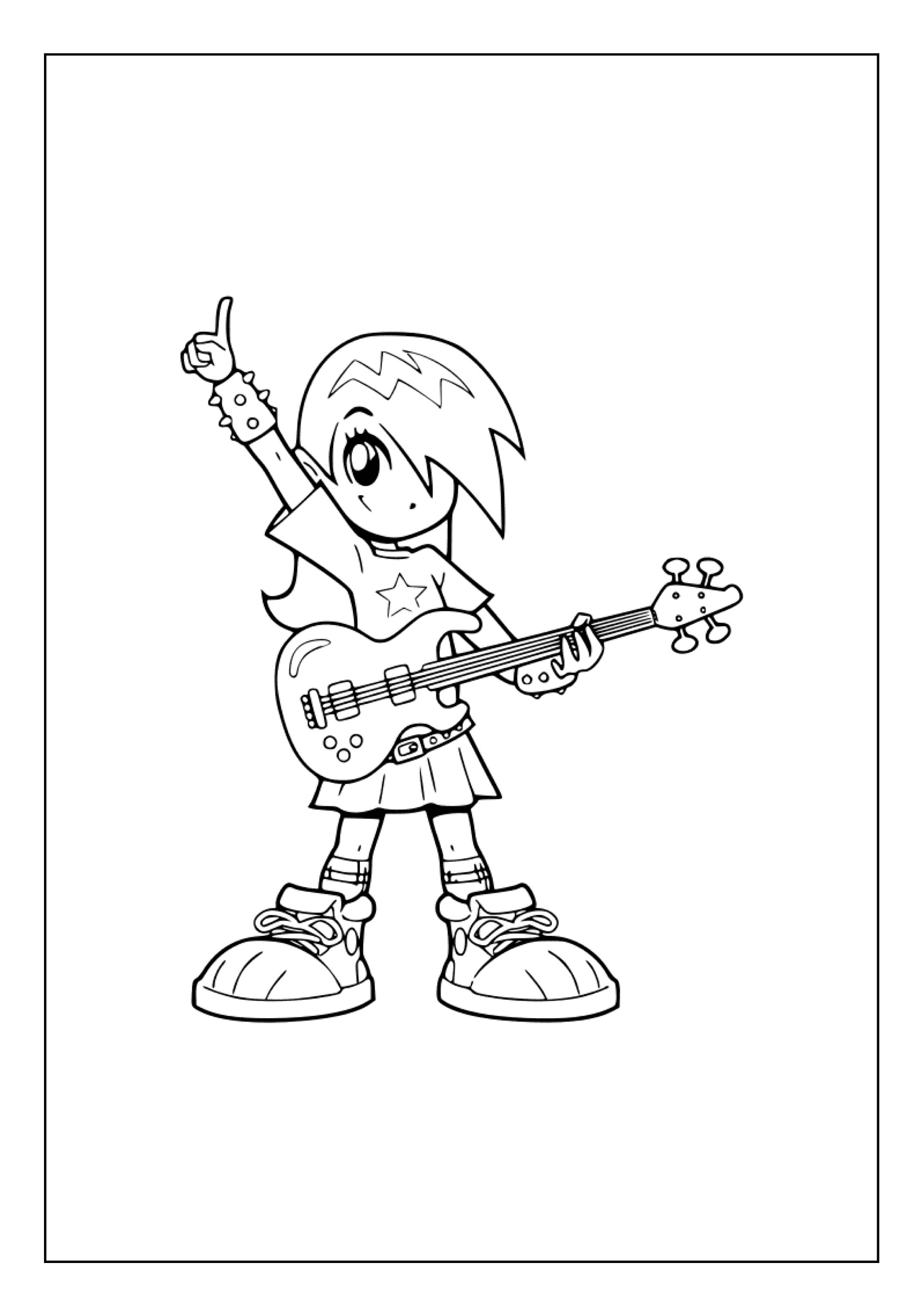 Printable Guitar Player Coloring Pages for Kids & Adults 25 Pages ...