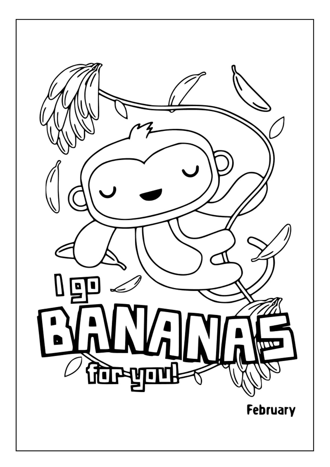 Printable Bananas Coloring Pages for Kids & Adults 45 Pages Instant ...