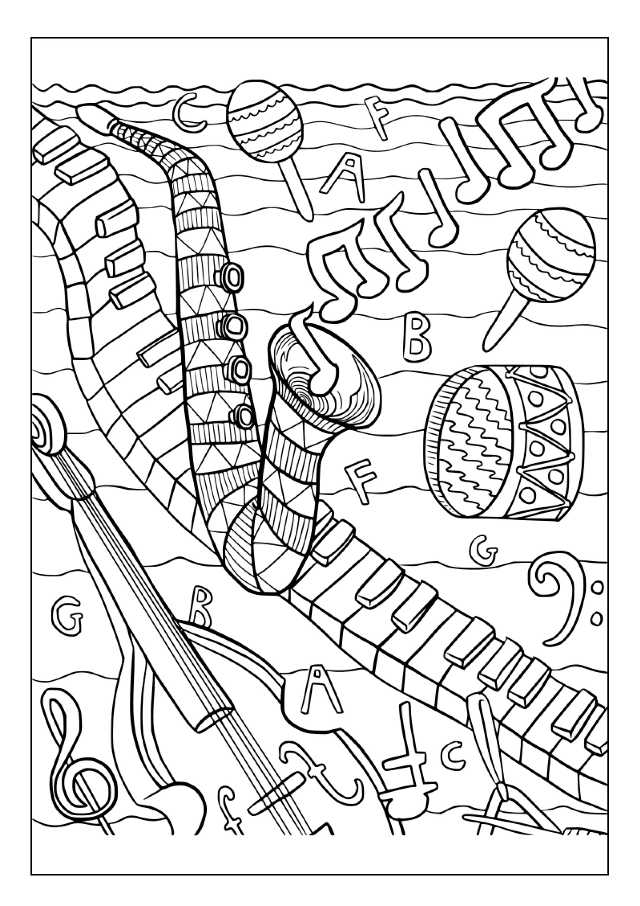 Printable Music Coloring Pages for Kids and Adults | 90 Pages | Instant ...