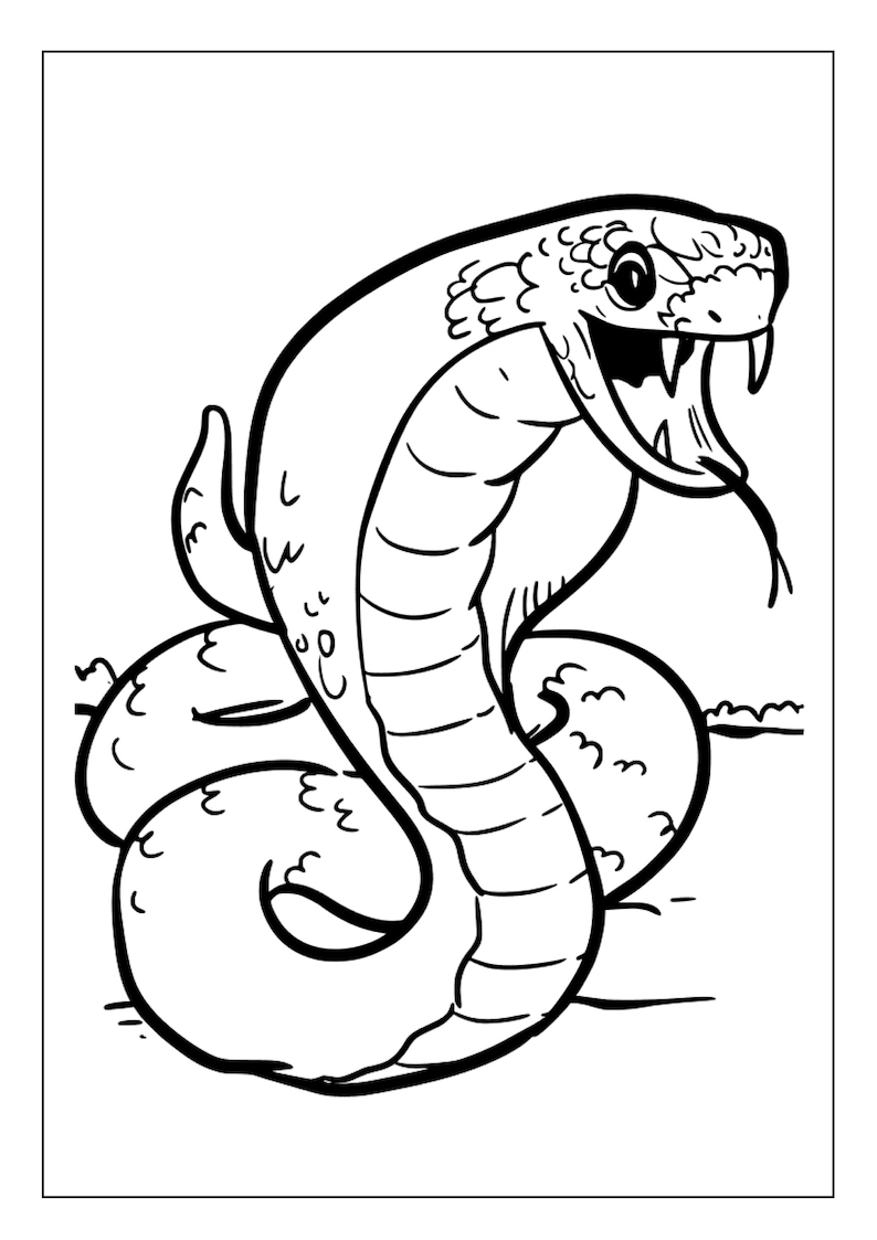 Printable Cobra Coloring Pages for Kids & Adults | 35 Pages | Instant ...