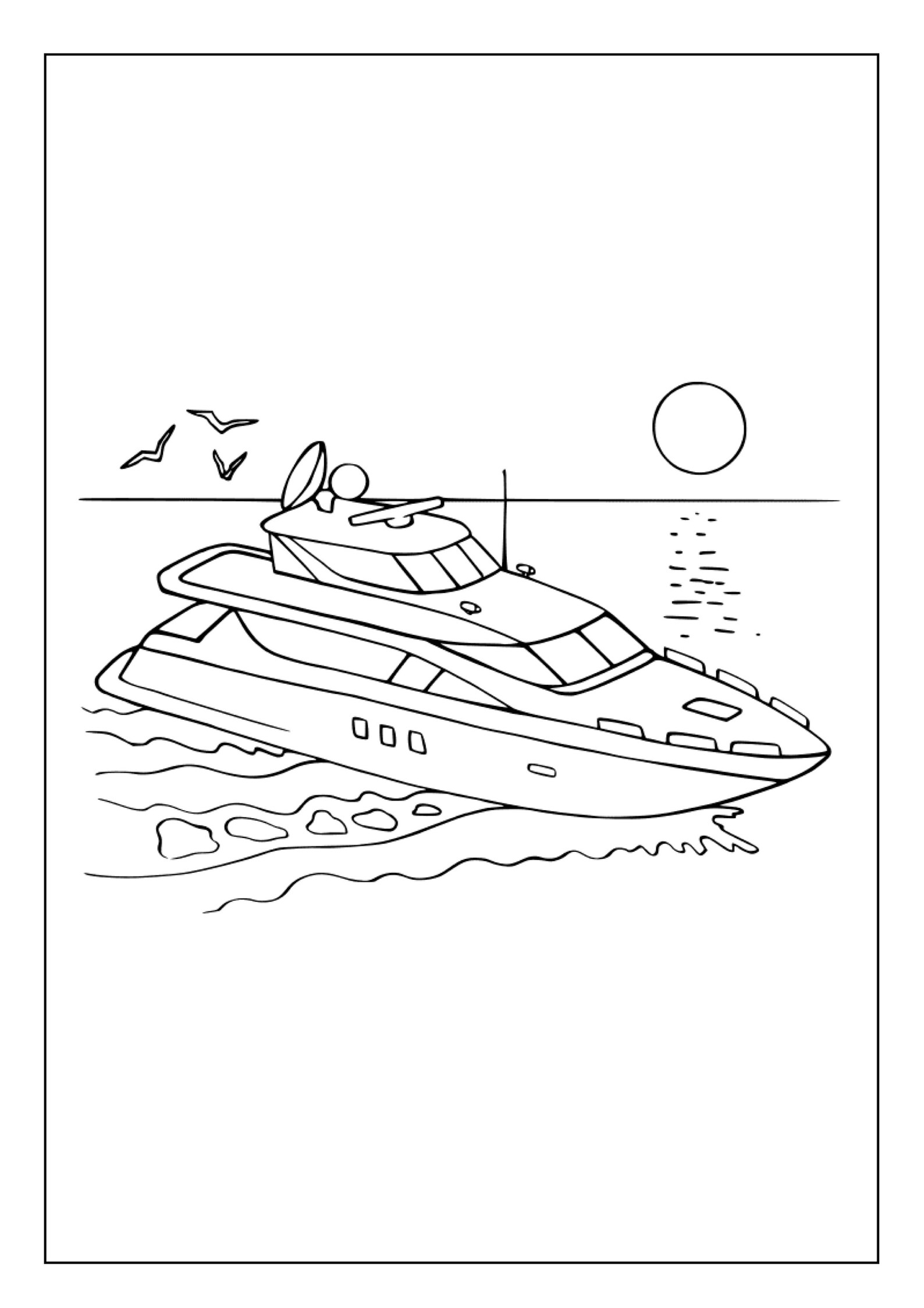 Printable Boat Coloring Pages for Kids and Adults | 100 Pages | Instant ...