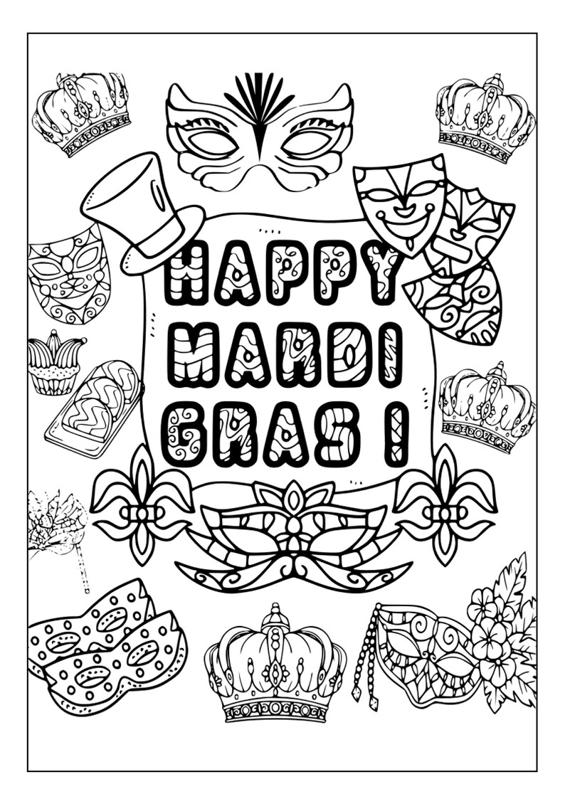 Printable Mardi Gras Coloring Pages for Kids & Adults | 45 Pages ...