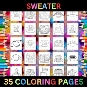 Printable Cozy Sweater Coloring Pages for Kids & Adults | 35 Pages ...