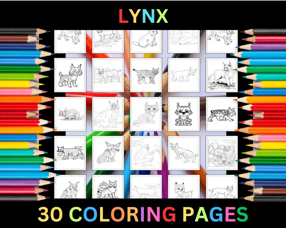 Printable Lynx Coloring Pages for Kids & Adults | 30 Pages | Instant ...
