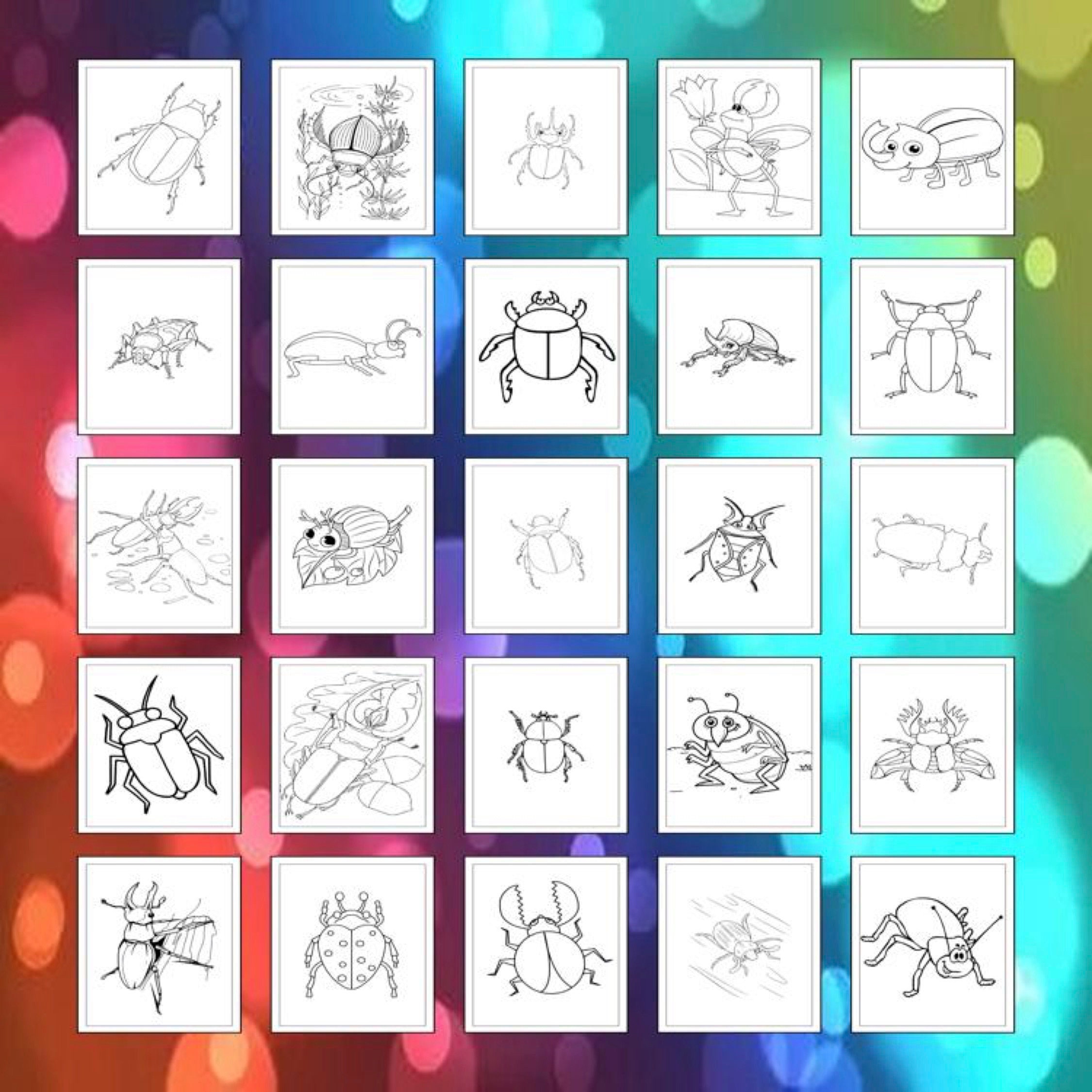 Printable Beetles Coloring Pages for Kids & Adults | 45 Pages | Instant ...