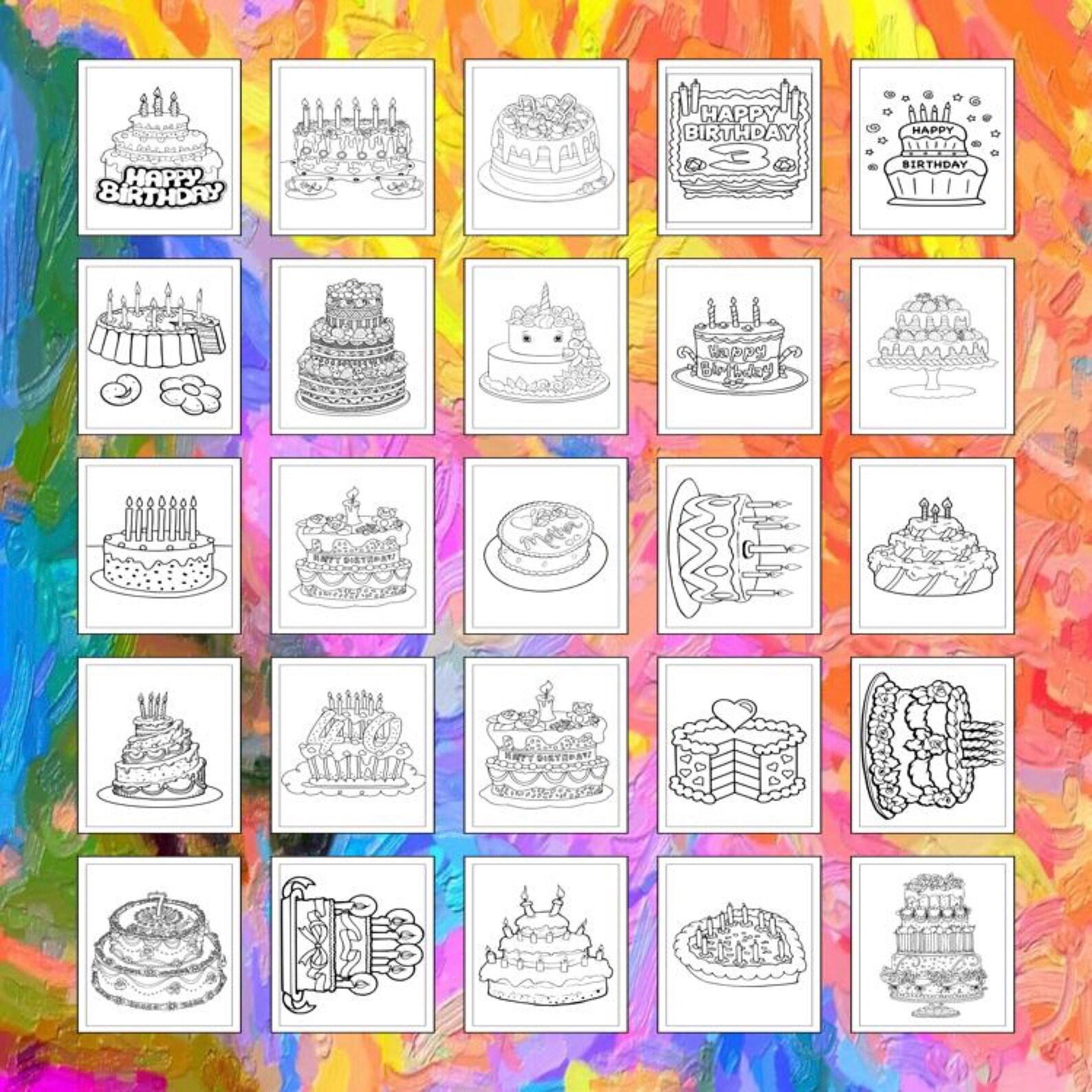 Printable Birthday Cake Coloring Pages for Kids & Adults | 45 Pages ...