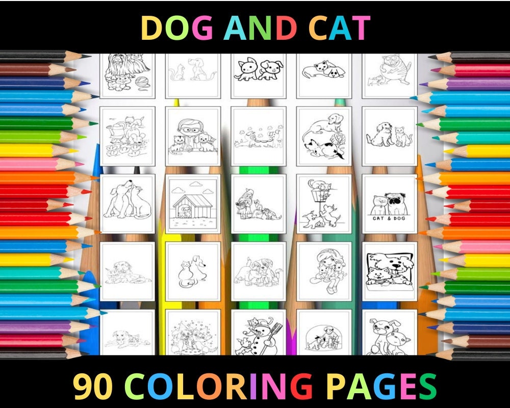 Printable Dogs and Cats Coloring Pages for Kids and Adults 90 Pages ...