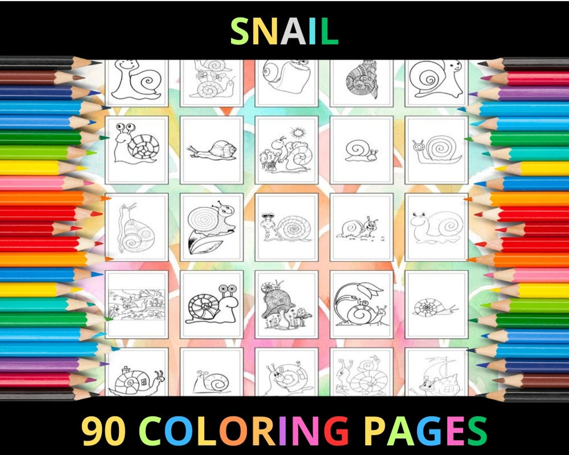 Printable Snail Coloring Pages for Kids and Adults | 90 Pages | Instant ...