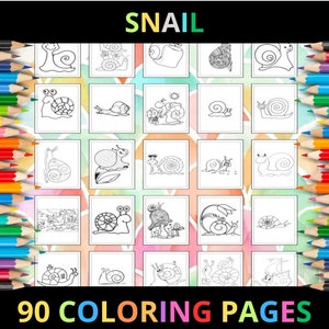 Printable Snail Coloring Pages for Kids and Adults | 90 Pages | Instant ...