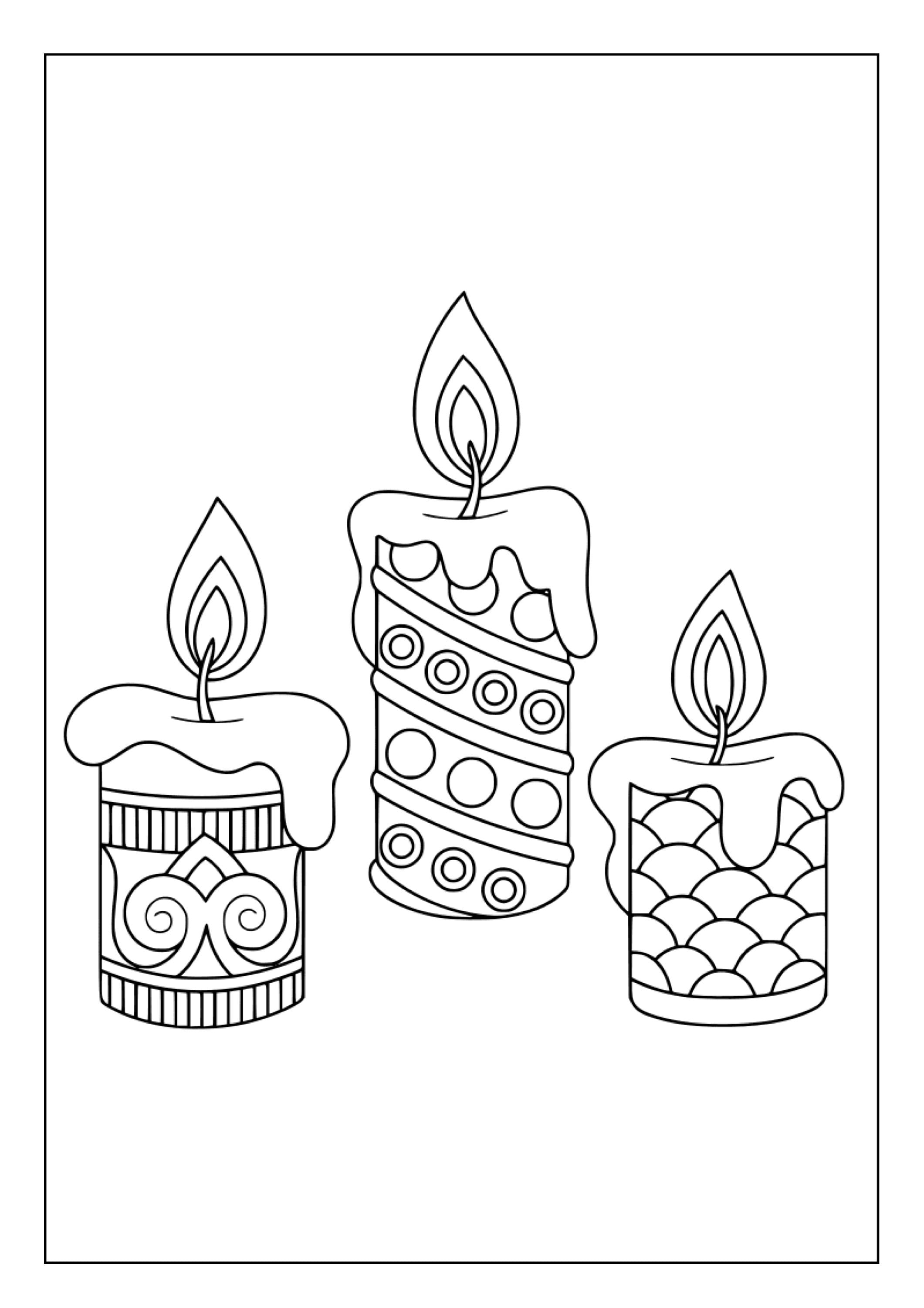 Printable Christmas Candles Coloring Pages for Kids & Adults | 25 Pages ...