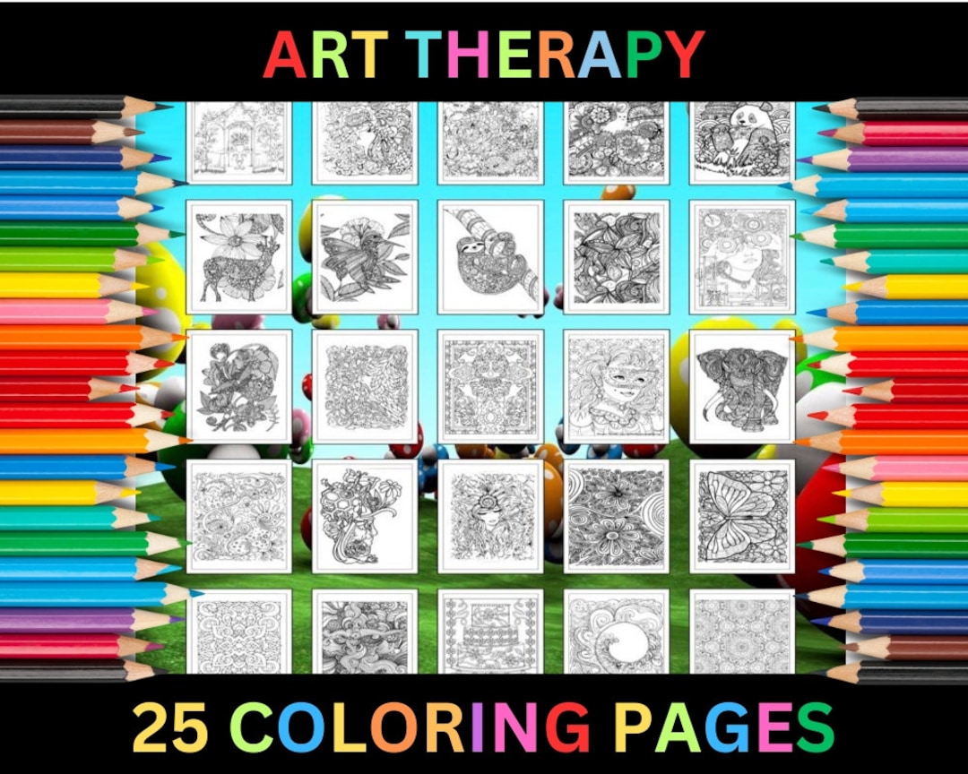 Printable Art Therapy Coloring Pages for Kids & Adults | 25 Pages ...