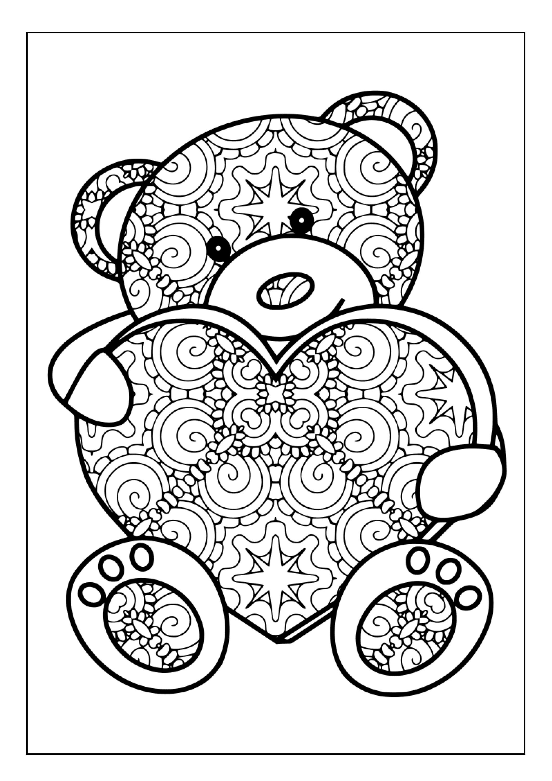 Printable Teddy Bear Coloring Pages for Kids and Adults 90 Pages ...