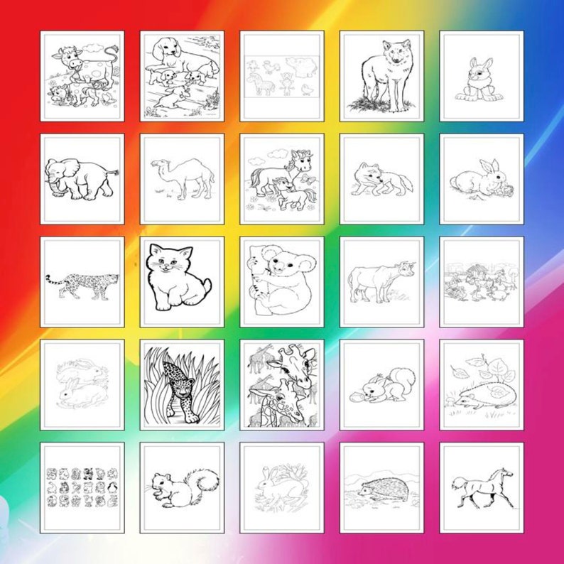 Printable Animals Coloring Pages for Kids and Adults 90 - Etsy