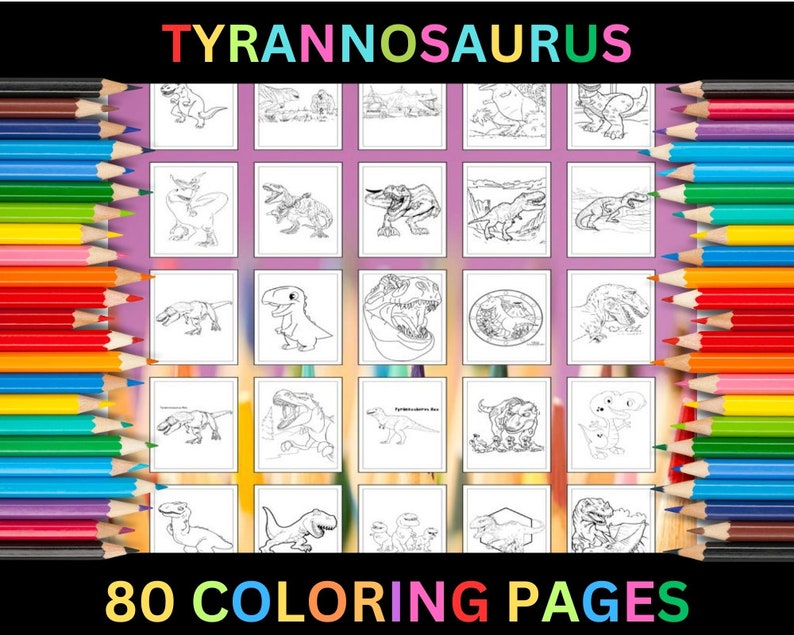 Printable Tyrannosaurus Coloring Pages for Kids & Adults | 80 Pages ...