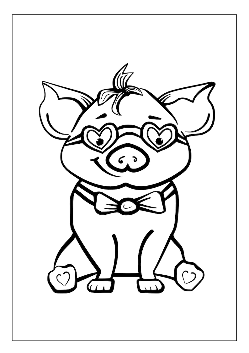 Printable Pigs Coloring Pages for Kids & Adults | 50 Pages | Instant ...