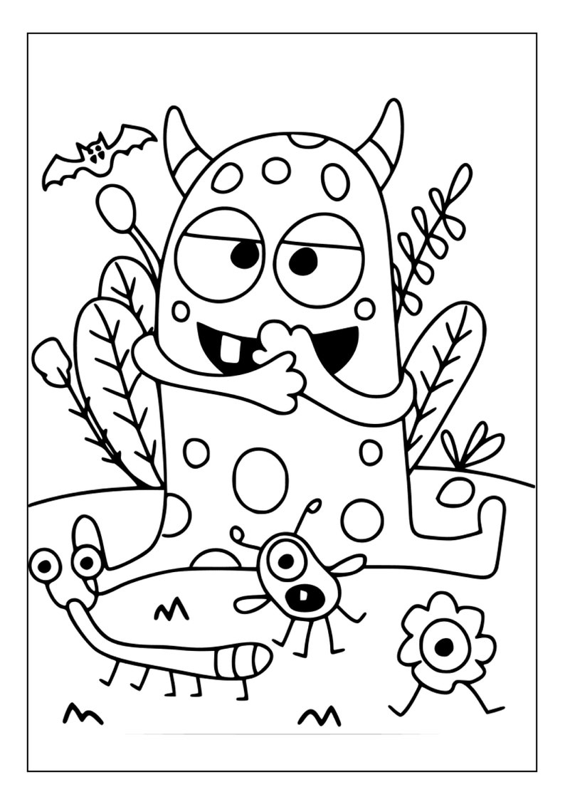Printable Monster Coloring Pages for Kids & Adults | 90 Pages | Instant ...