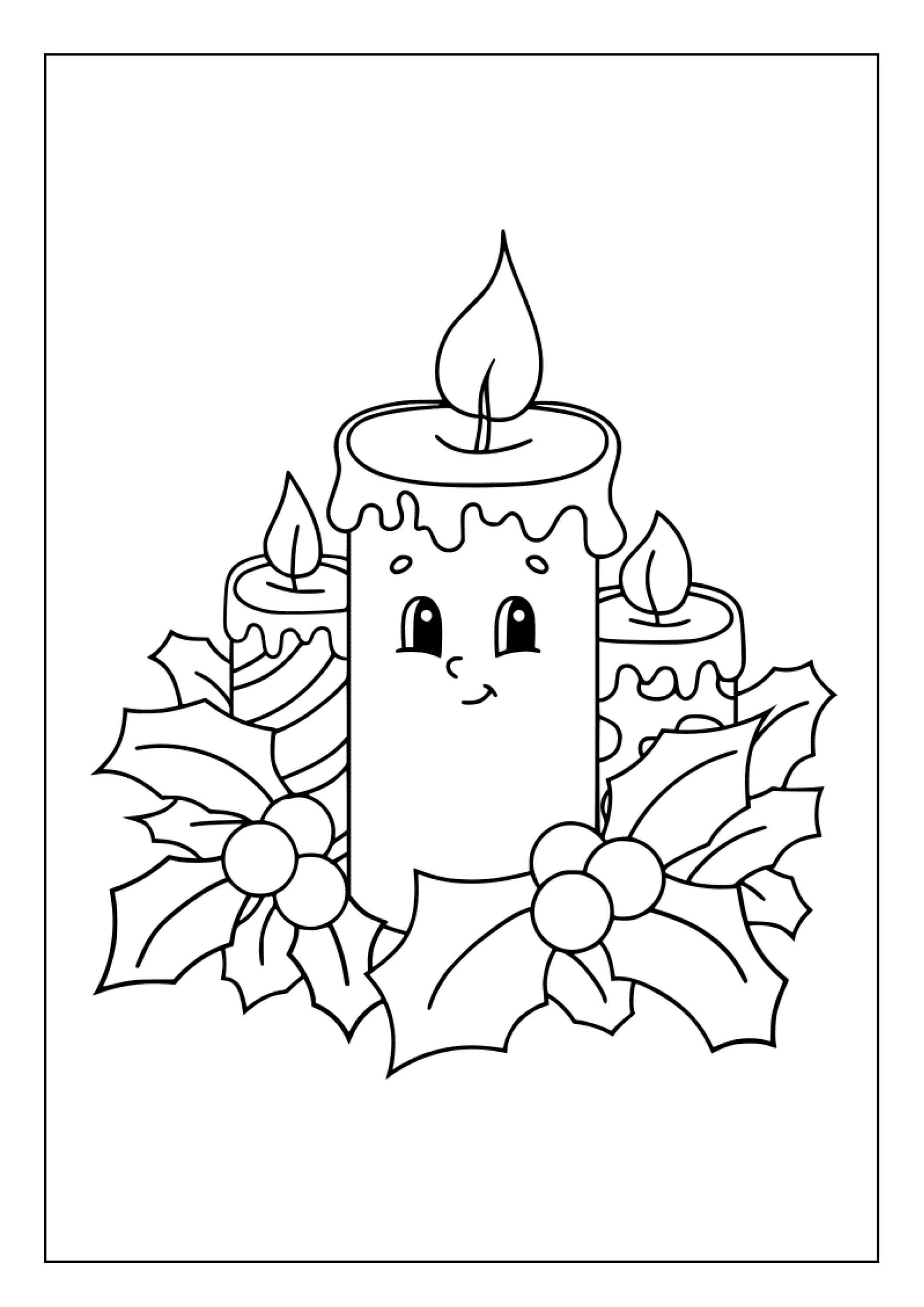 Printable Christmas Candles Coloring Pages for Kids & Adults | 25 Pages ...
