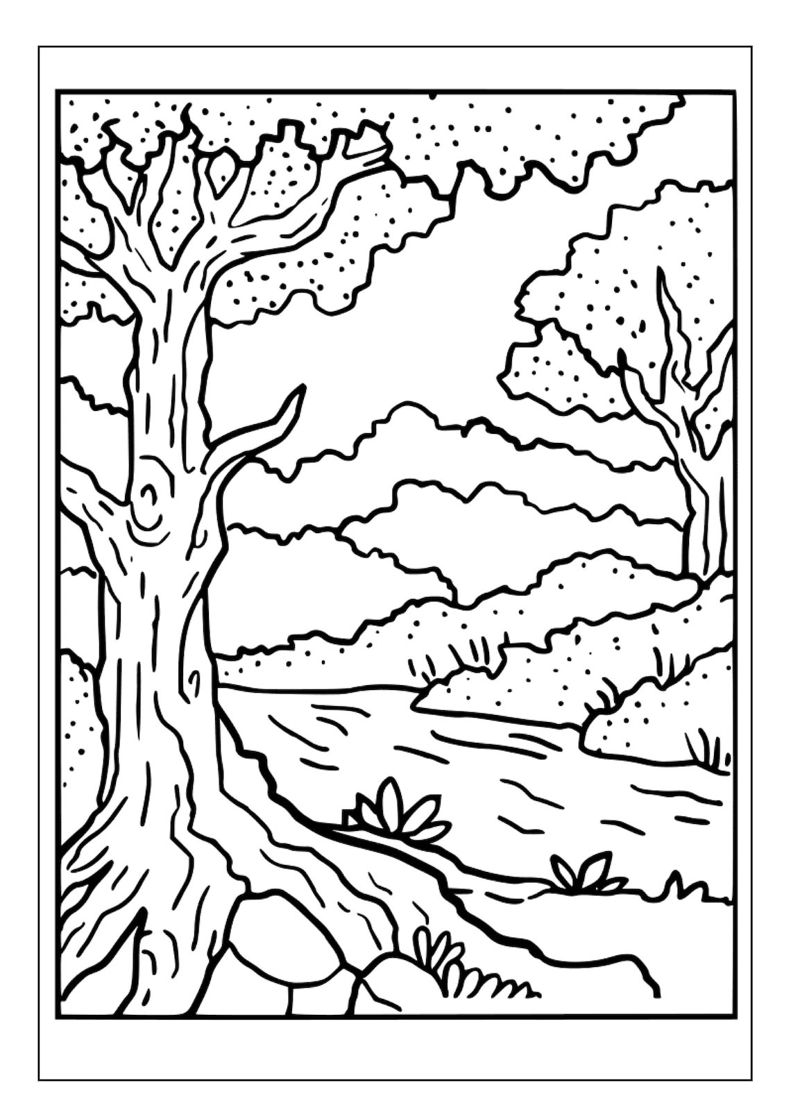 Printable Forest Coloring Pages for Kids & Adults 65 Pages Instant ...