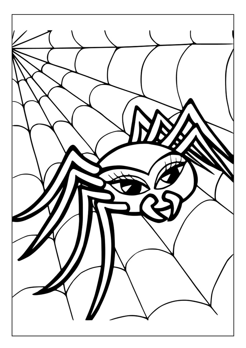 Printable Spiders Coloring Pages for Kids & Adults | 80 Pages | Instant ...