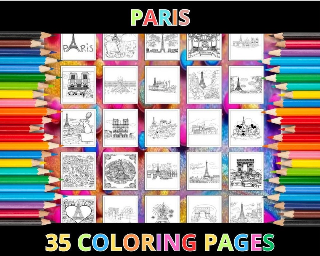 Printable Paris Coloring Pages for Kids & Adults | 35 Pages | Instant ...