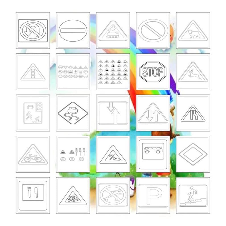 Printable Traffic Signs Coloring Pages for Kids & Adults | 30 Pages ...