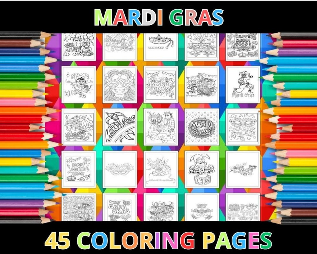 Printable Mardi Gras Coloring Pages for Kids & Adults | 45 Pages ...