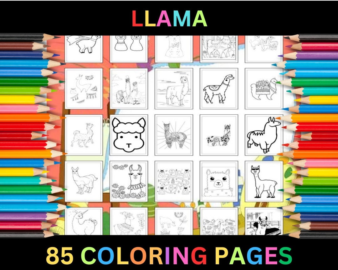 Printable Llama Coloring Pages for Kids & Adults | 85 Pages | Instant ...