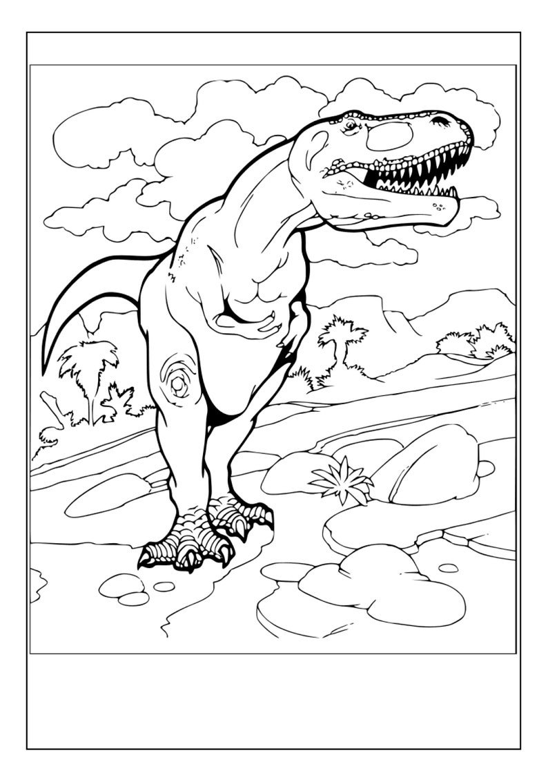 Printable T-rex Coloring Pages for Kids and Adults 100 Pages Instant ...