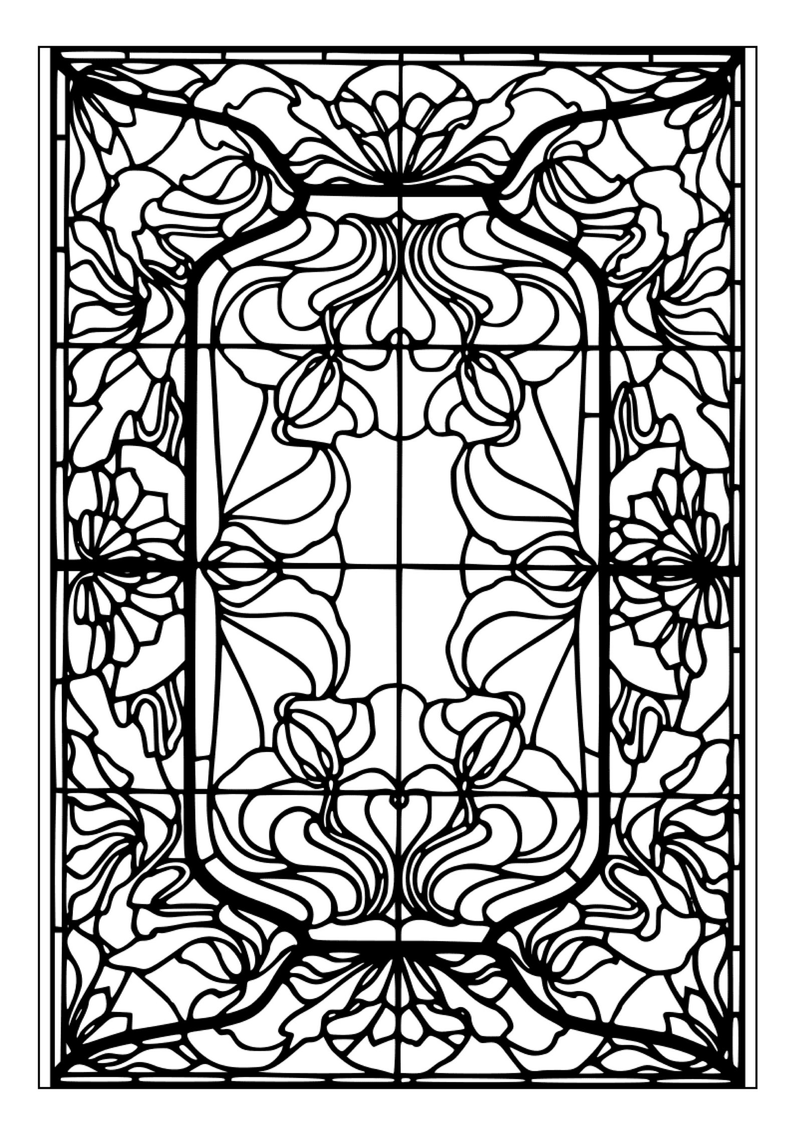 Printable Stained Glass Coloring Pages for Kids and Adults | 90 Pages ...
