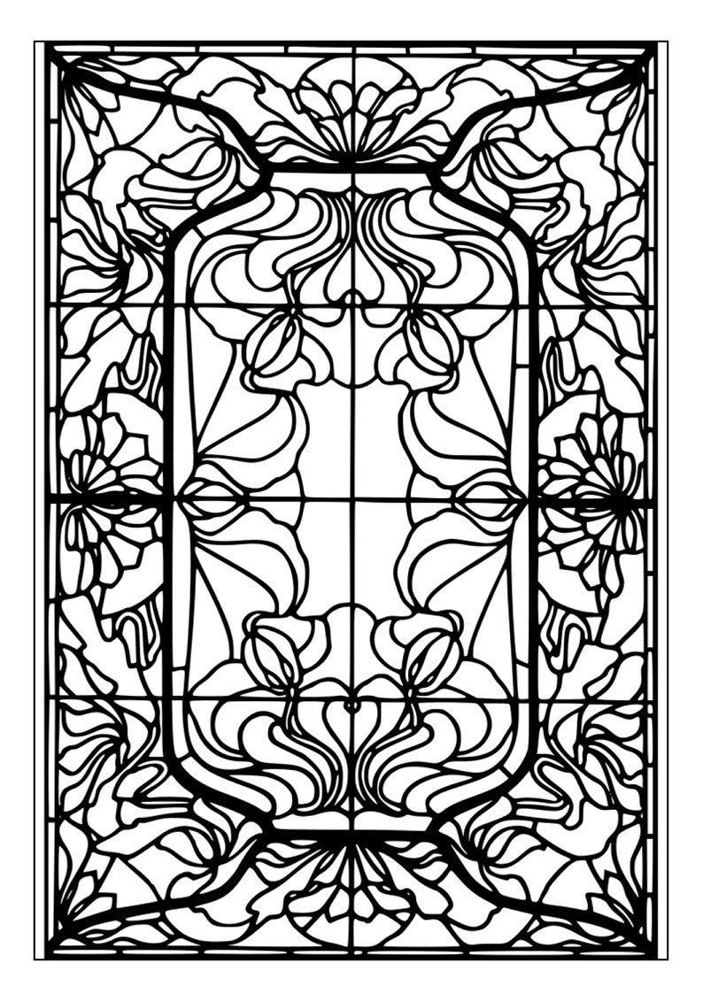 Printable Stained Glass Coloring Pages for Kids and Adults | 90 Pages ...