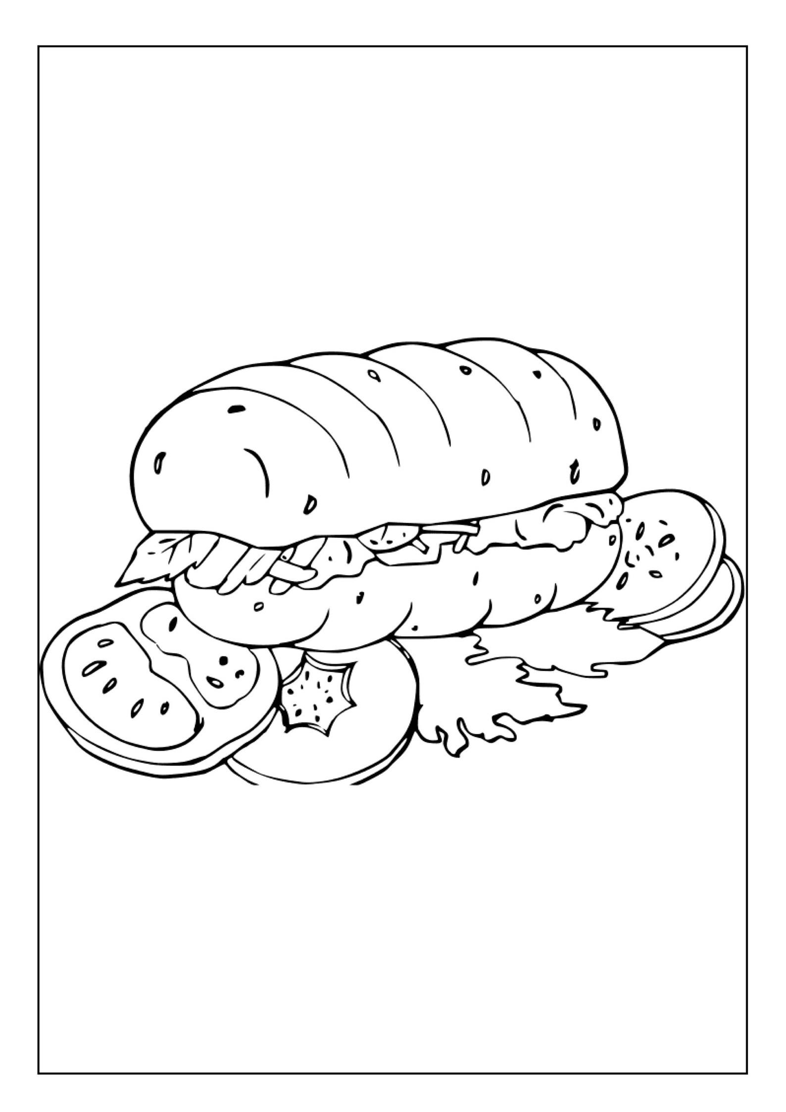 Printable Delicious Sandwich Coloring Pages for Kids & Adults | 90 ...