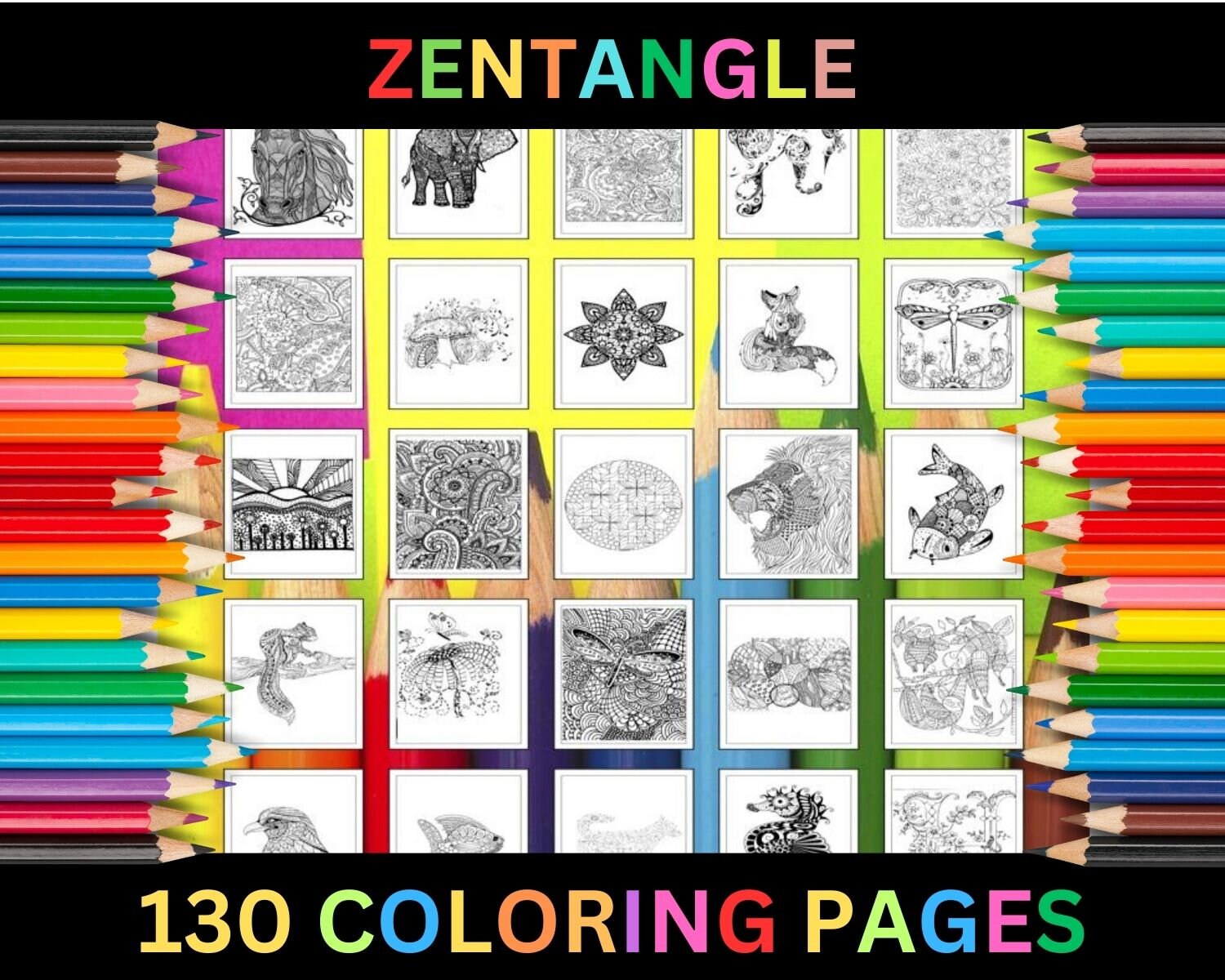Printable Zentangle Coloring Pages for Kids and Adults 130 - Etsy
