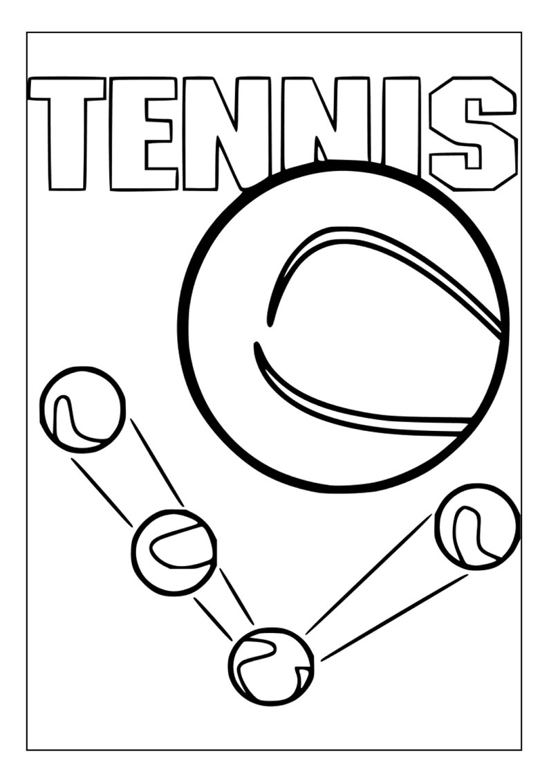 Printable Tennis Coloring Pages for Kids & Adults | 70 Pages | Instant ...