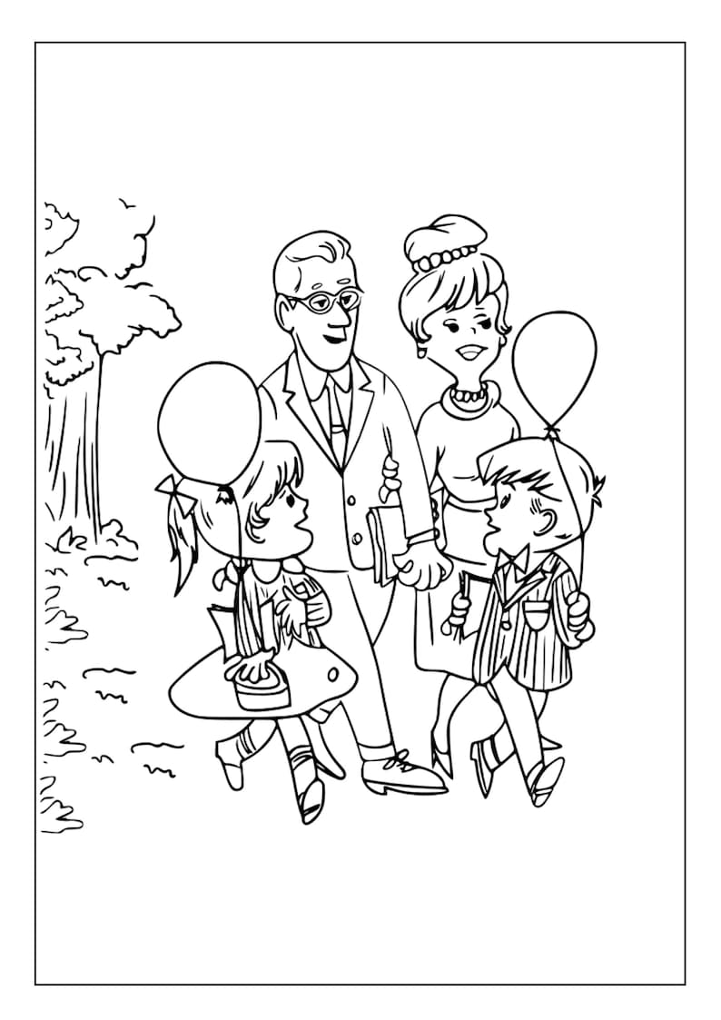 Printable Family Coloring Pages for Kids & Adults | 90 Pages | Instant ...