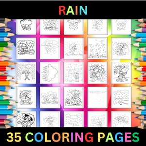 Printable Rain Coloring Pages for Kids & Adults | 35 Pages | Digital ...