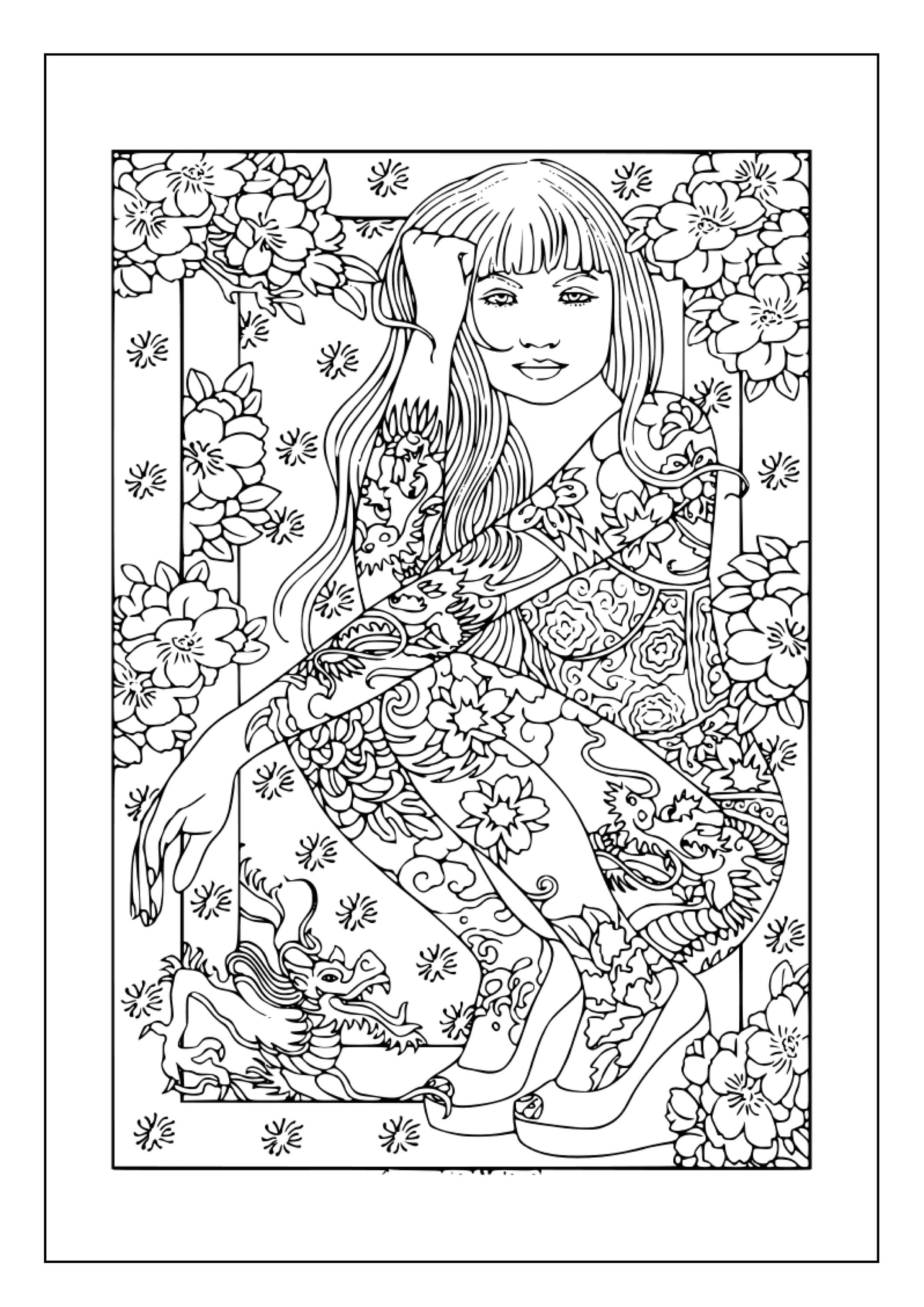 Printable Woman Coloring Pages for Kids & Adults | 40 Pages | Instant ...
