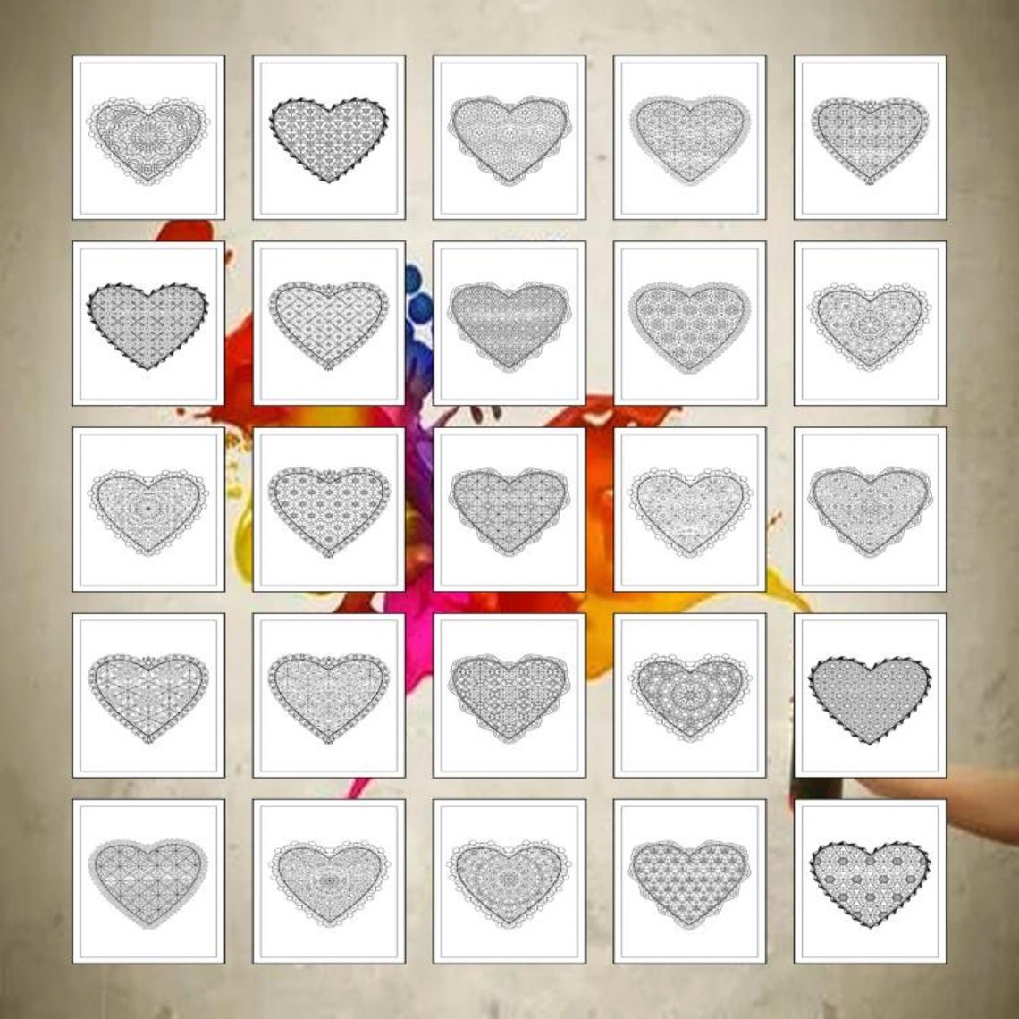 Printable Valentine Hearts Coloring Pages for Kids & Adults - Etsy