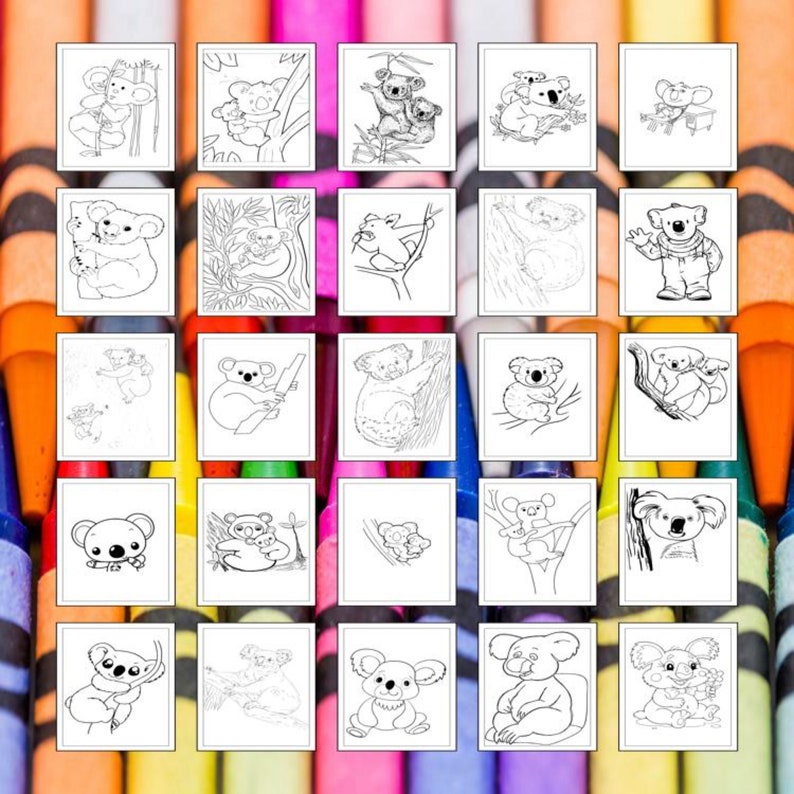 Printable Koala Coloring Pages for Kids and Adults 100 Pages - Etsy