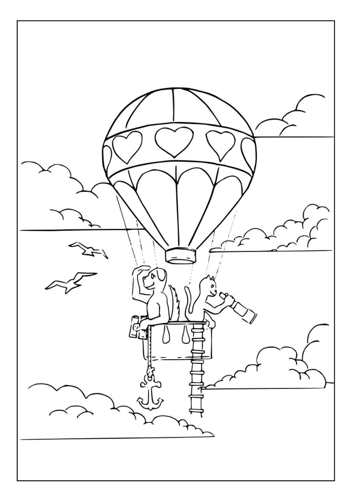 Printable Hot Air Balloons Coloring Pages for Kids & Adults 35 Pages ...